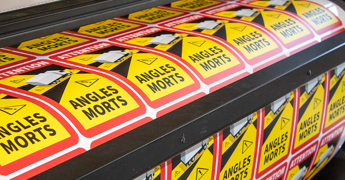 Impression stickers réglementaires angles morts pour véhicules poids ...